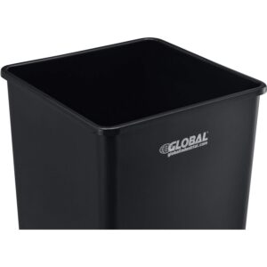 Global Industrial Square Plastic Garbage Can, Black, 35 Gallon