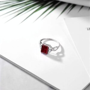 Gem Stone King 925 Sterling Silver Red Garnet Ring For Women (2.67 Cttw, Emerald Cut 9X7MM, Gemstone Birthstone, Available in size 5, 6, 7, 8, 9)