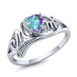 gem stone king 925 sterling silver 6mm heart shape gemstone birthstone mothers day mom ring for women | available in size 5, 6, 7, 8, 9