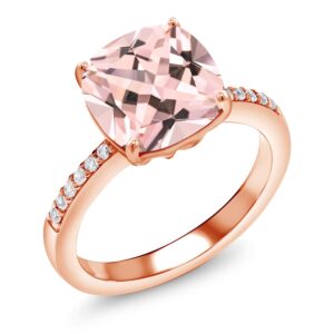 gem stone king 18k rose gold plated silver 10mm cushion gemstone birthstone engagement ring | wedding anniversary promise ring for women | available in size 5, 6, 7, 8, 9