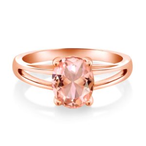 gem stone king 18k rose gold plated silver 9x7mm oval gemstone birthstone solitaire engagement ring | wedding engagement anniversary promise ring for women | available in size 5, 6, 7, 8, 9