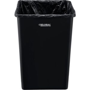 Global Industrial Square Plastic Garbage Can, Black, 35 Gallon