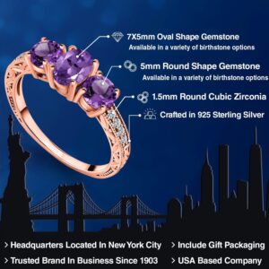 Gem Stone King 1.77 Ct Purple 18K Rose Gold Plated Silver Ring Made with Zirconia (Size 5)