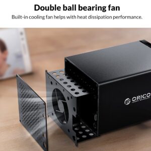 ORICO 5 Bay Raid Hard Drive Enclosure USB C Magnetic Aluminum HDD Enclosure with Fan for 3.5inch All SATA HDD Support 7 RAID Modes, Storage Expansion Up to 80TB for Office and Home- NS500RC3