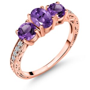 gem stone king 1.77 ct purple 18k rose gold plated silver ring made with zirconia (size 5)