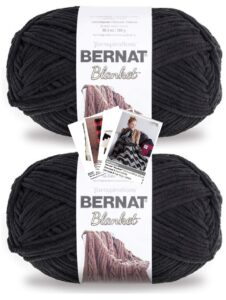 bernat blanket yarn - big ball (10.5 oz) - 2 pack with pattern cards in color (coal)