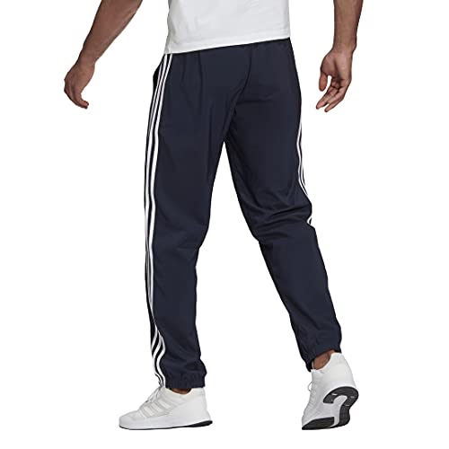 adidas Men's AEROREADY Essentials Elastic Cuff 3-Stripes Pants, Legend Ink/White, Large