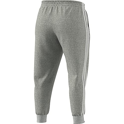 adidas Women's Essentials 3-Stripes Fleece Pants, Medium Grey Heather/White (2021), 2X Plus