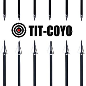 TIT-COYO 20 22 Inch Crossbow Bolts and Crossbow Broadheads Set Carbon Crossbow Arrows for Hunting and Outdoor Practice, 12pcs Orange Arrows 12pcs Broadheads(24 Pack)