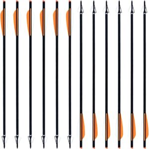 TIT-COYO 20 22 Inch Crossbow Bolts and Crossbow Broadheads Set Carbon Crossbow Arrows for Hunting and Outdoor Practice, 12pcs Orange Arrows 12pcs Broadheads(24 Pack)