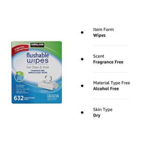 Kirkland Signature Moist Flushable Wipes, 632 Wipes