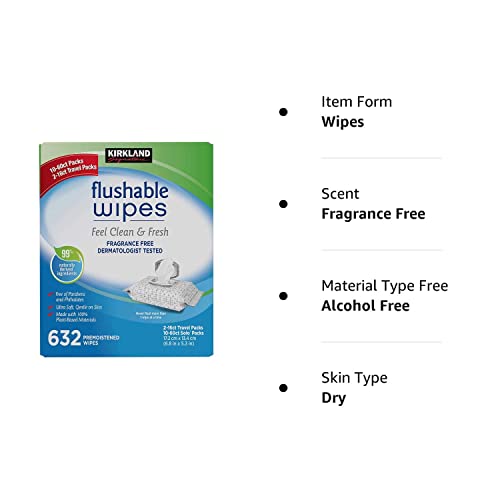 Kirkland Signature Moist Flushable Wipes, 632 Wipes