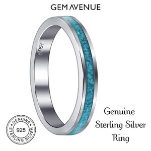 Gem Avenue Unisex 925 Sterling Silver Turquoise Chip Inlay 4 mm Band Size 6