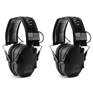 walker's razor slim patriot series electronic muff hearing protection for shooters and noise reduction earmuffs with 23 db nrr, black patriot, 2 pack