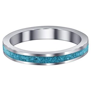 Gem Avenue Unisex 925 Sterling Silver Turquoise Chip Inlay 4 mm Band Size 6