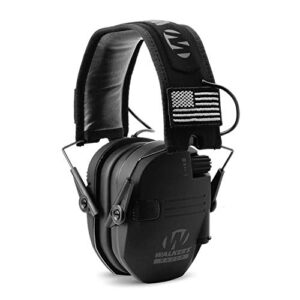 Walker's Razor Slim Patriot Series Electronic Muff Hearing Protection for Shooters and Noise Reduction Earmuffs with 23 dB NRR, Black Patriot, 2 Pack