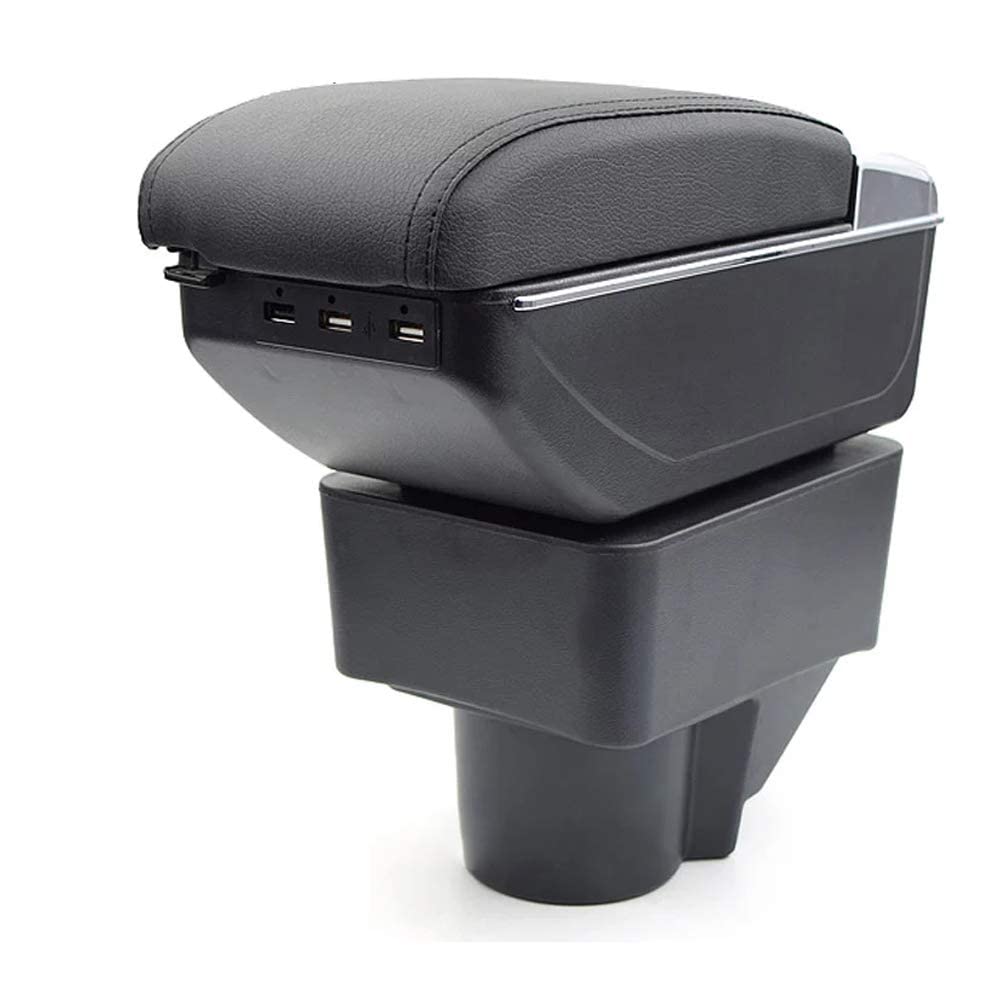 N2Qnice Armrest for Ford Fiesta Armrest Box Car Centre Console Storage Box Arm Rest with Charging Function 7 USB Ports Double-Space