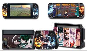 alvhntr vinyl skin decal stickers for nintendo switch, anime protector wrap cover protective faceplate full set console joy-con dock (my hero academia 2087)