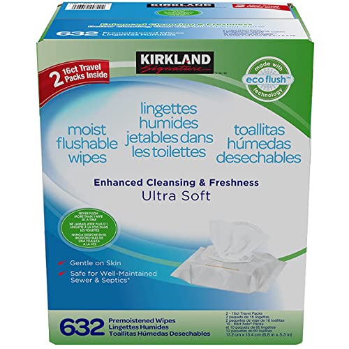 Kirkland Signature Moist Flushable Wipes, 632 Wipes