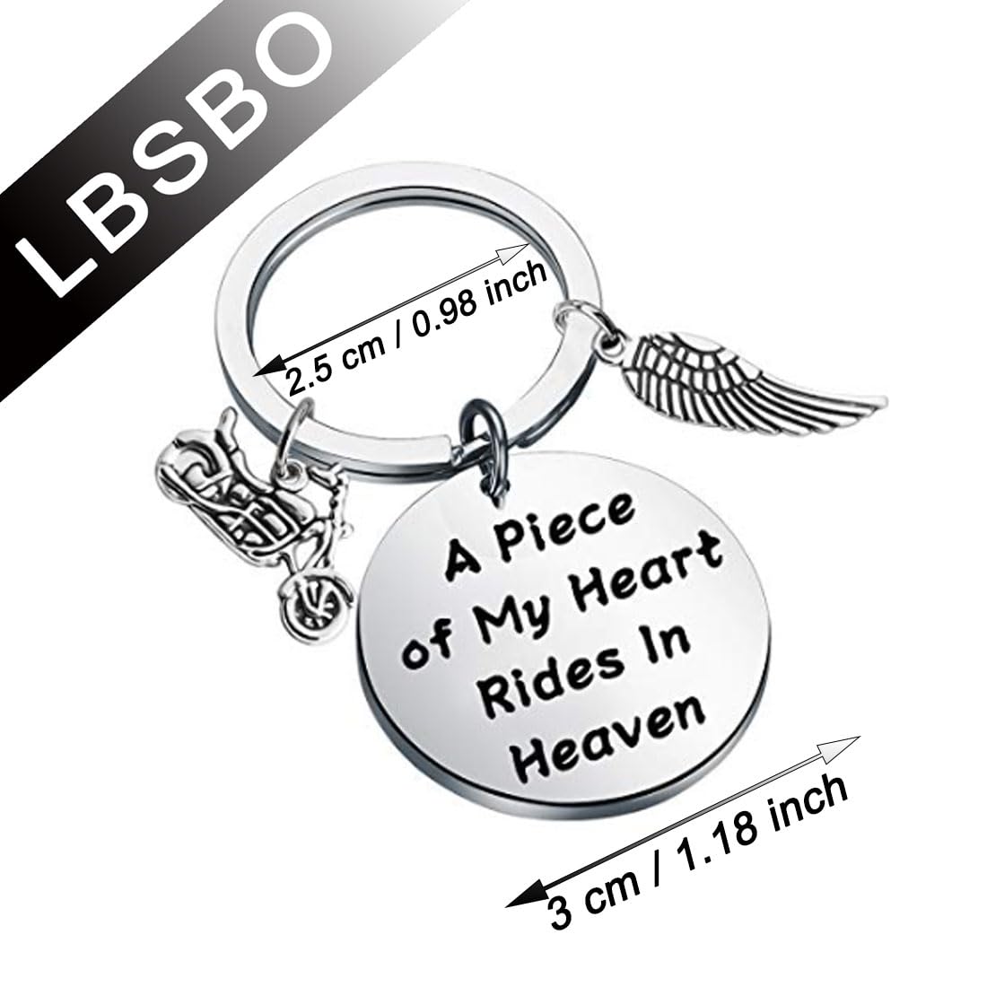 CENWA Biker Memorial Keychain Memorial Jewelry A Piece Of My Heart Rides in Heaven Keychain Motorcycle Memorial Gift (Rides in Heaven K)