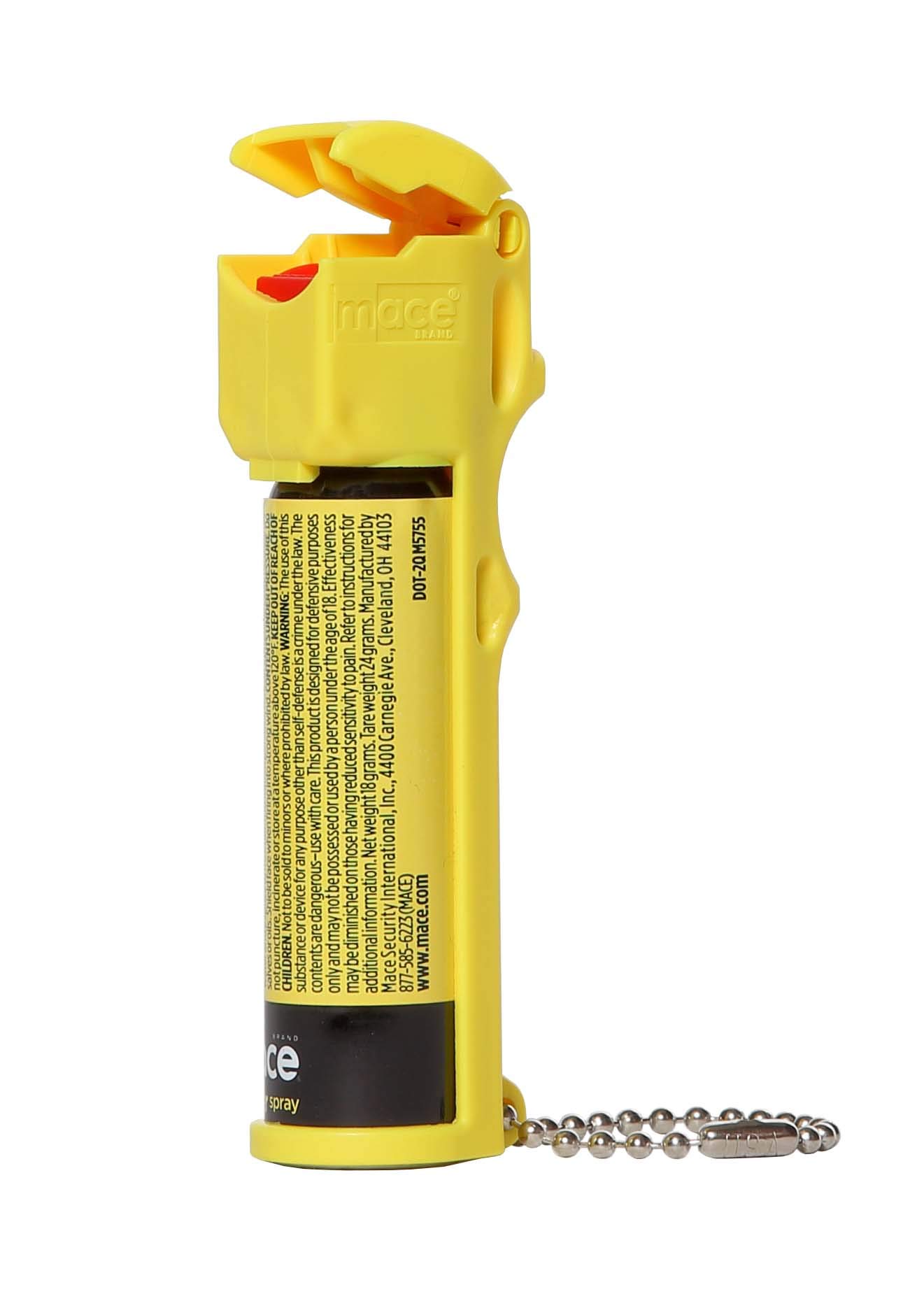 mace Brand Full Size Pepper Spray (Neon Yellow) – Accurate 12’ Powerful Pepper Spray with Flip Top Safety Cap, Leaves UV Dye on Skin – Great for Self-Defense