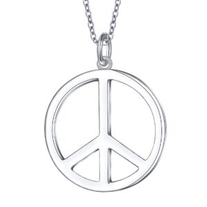 daochong s925 sterling silver peace sign pendant necklace for women men