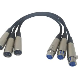 Your Cable Store Three Pack of 1 Foot XLR 3P Male/Female Microphone Cables