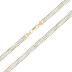 .925 Two Tone Sterling Silver 4.5MM or 5.5MM Flexible Flat Magic Herringbone Chain Necklace (18, 5.5mm)