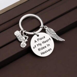 CENWA Biker Memorial Keychain Memorial Jewelry A Piece Of My Heart Rides in Heaven Keychain Motorcycle Memorial Gift (Rides in Heaven K)