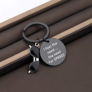 CENWA I Feel The Need The Need for Speed Aviator Glasses Charm Keychain Movie Gift for Fans（I Feel The black-K）