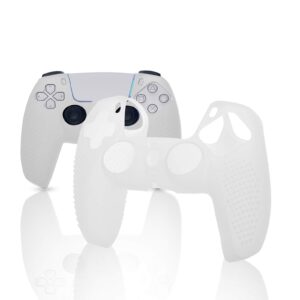 ECHZOVE PS5 Controller Skin, Anti-Slip Silicone PS5 Controller Case Cover Clear