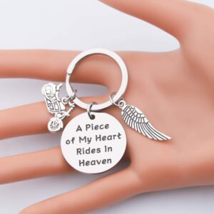 CENWA Biker Memorial Keychain Memorial Jewelry A Piece Of My Heart Rides in Heaven Keychain Motorcycle Memorial Gift (Rides in Heaven K)