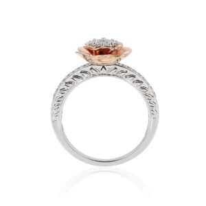 Jewelili Enchanted Disney Fine Jewelry 14K Rose Gold Over Sterling Silver 1/4 Cttw Belle Rose Composite Ring, Size 9