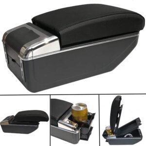 N2Qnice Armrest for Ford Fiesta Armrest Box Car Centre Console Storage Box Arm Rest with Charging Function 7 USB Ports Double-Space