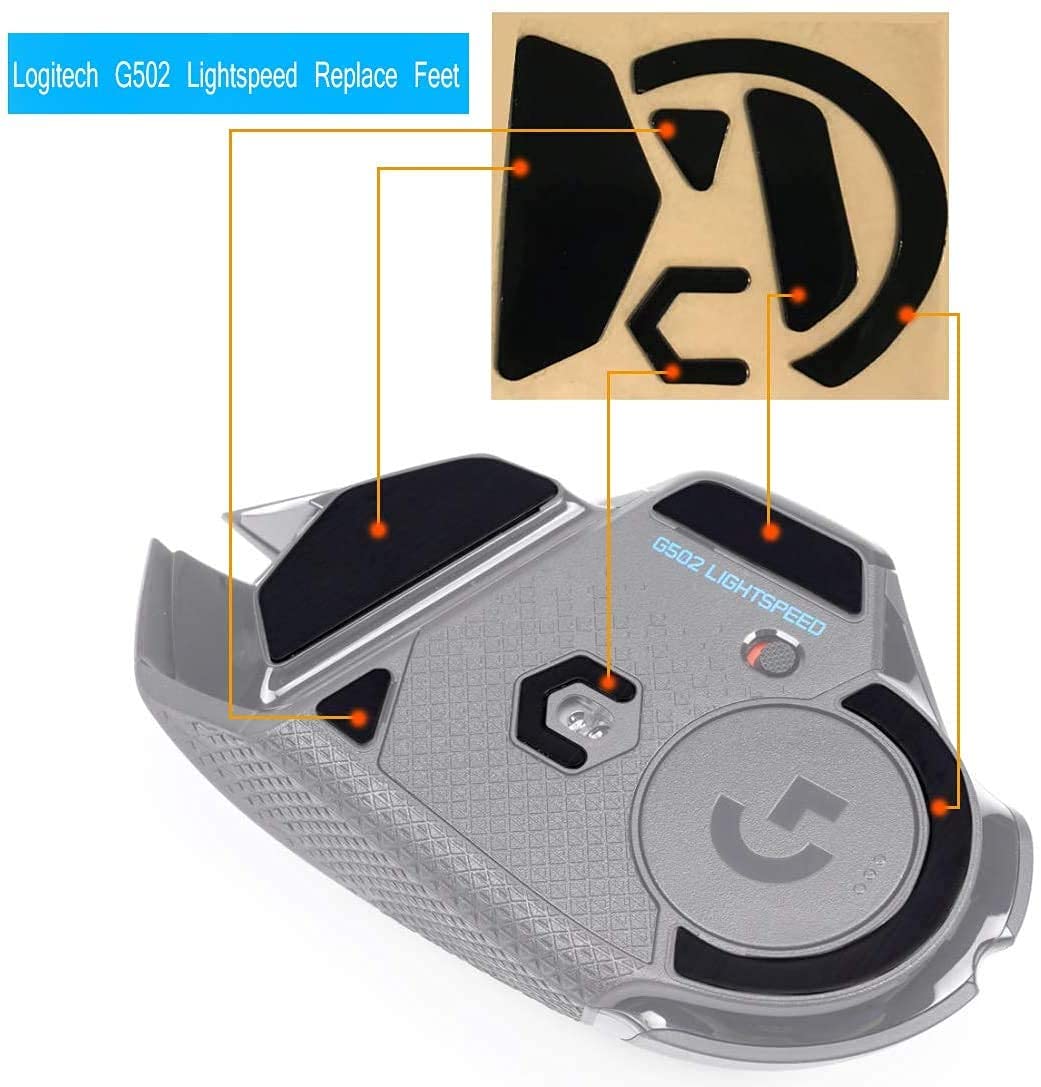 Quartet trade Mouse Skatez/Mouse Feet for Logitech G502 Lightspeed Wireless Gaming Mouse（ 2 in 1 Mouse Feet + Mouse Anti-Slip Tape ）