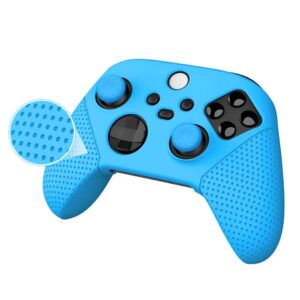 echzove xbox series x/s controller silicone cover case, rubber skin for xbox series x/s controller with thumb grips - blue