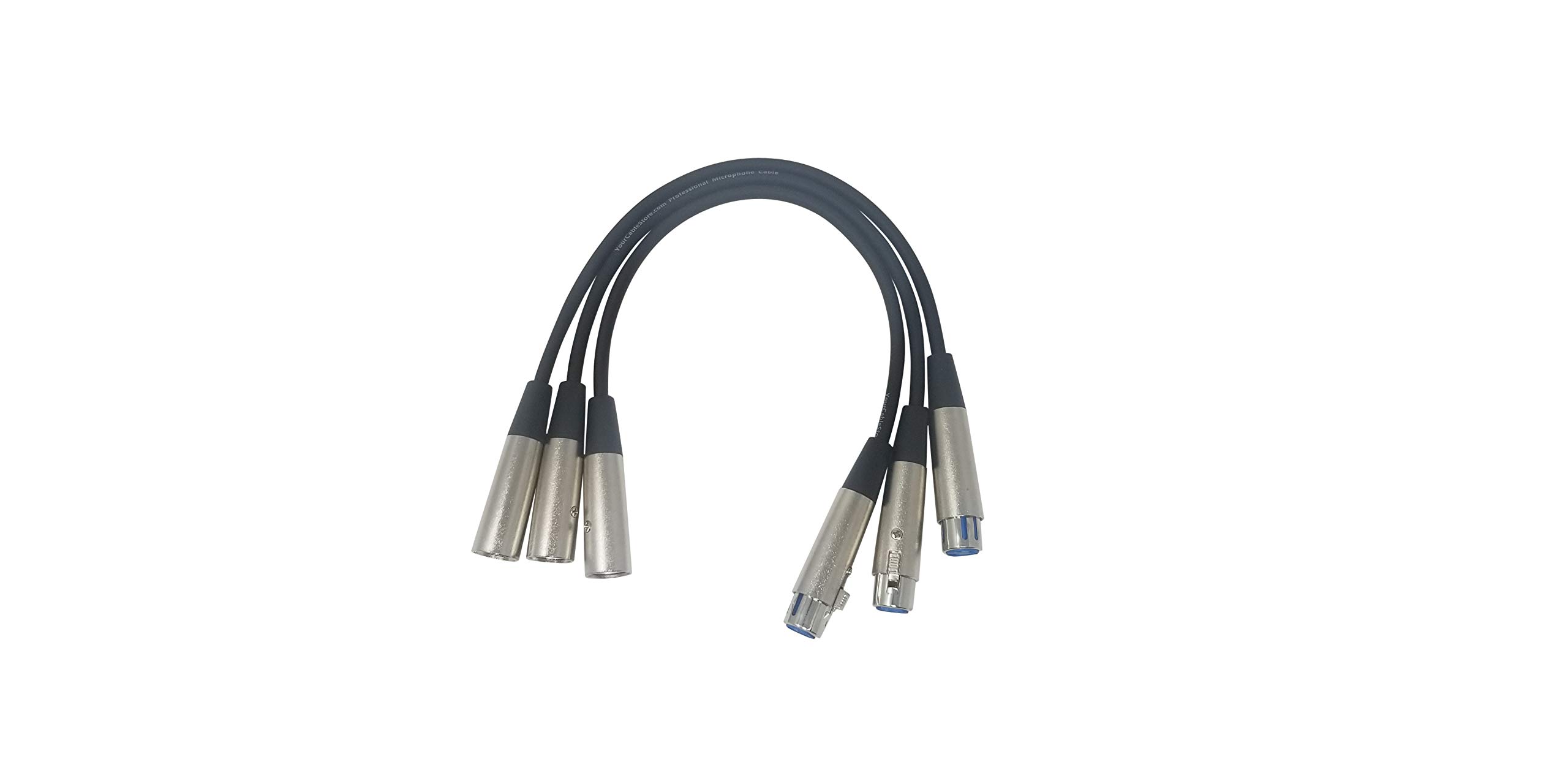 Your Cable Store Three Pack of 1 Foot XLR 3P Male/Female Microphone Cables