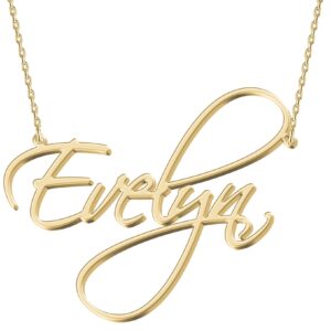 umagicbox gold name necklaces pendant personalized, custom nameplate necklace sterling silver, christmas, anniversary, mothers-day, birthday gift ideas for her, girls, mother, women