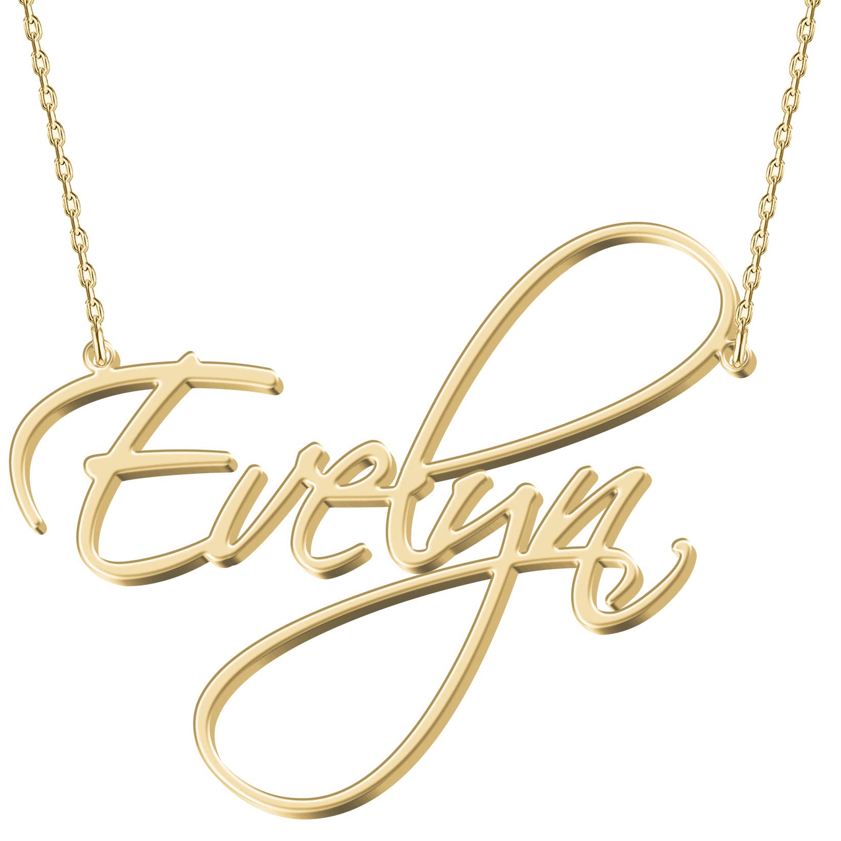 UMAGICBOX Gold Name Necklaces Pendant Personalized, Custom Nameplate Necklace Sterling Silver, Christmas, Anniversary, Mothers-day, Birthday Gift Ideas for Her, Girls, Mother, Women