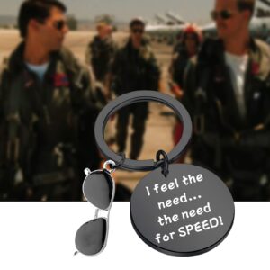 CENWA I Feel The Need The Need for Speed Aviator Glasses Charm Keychain Movie Gift for Fans（I Feel The black-K）