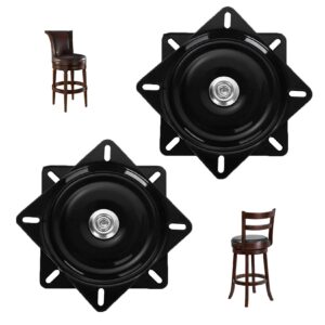 2 pack 8 inch heavy duty bar stool swivel replacement, 550lbs capacity swivel mechanism plate for furniture, seat swivel base bar stool swivel mount plate, ball bearing swivel boat seat, black