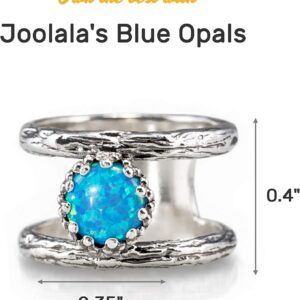 Joolala Ocean of Round Blue Fire Opal 925 Sterling Silver Oxidized Finish Party Band for Women and Teen Girls, Size 9