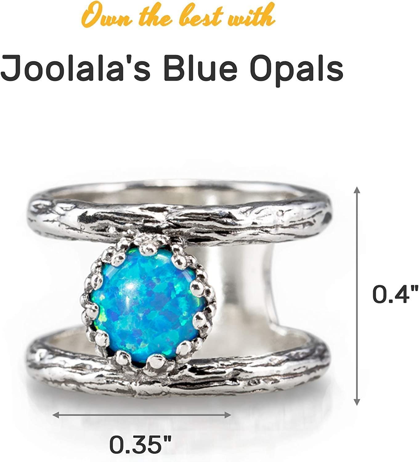 Joolala Ocean of Round Blue Fire Opal 925 Sterling Silver Oxidized Finish Party Band for Women and Teen Girls, Size 9