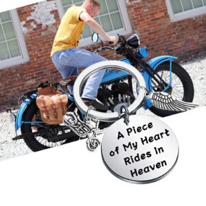 CENWA Biker Memorial Keychain Memorial Jewelry A Piece Of My Heart Rides in Heaven Keychain Motorcycle Memorial Gift (Rides in Heaven K)