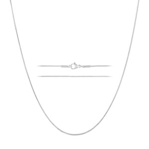 kisper sterling silver snake chain necklace –thin, dainty, sterling silver plated stainless steel jewelry for women & men with lobster clasp, 20"