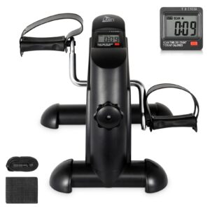 uten mini exercise bike, under desk bike pedal exerciser, under desk bike, arm & leg peddler machine with lcd screen displays, portable cycle (cool black)