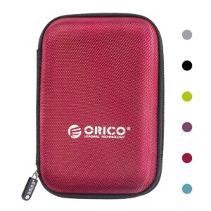 orico hard drive case 2.5 inch external drive storage carrying bag waterproof shockproof with inner size 5.5x3.5x1.0inch for organizing hdd and electronic accessories, red(phd-25)