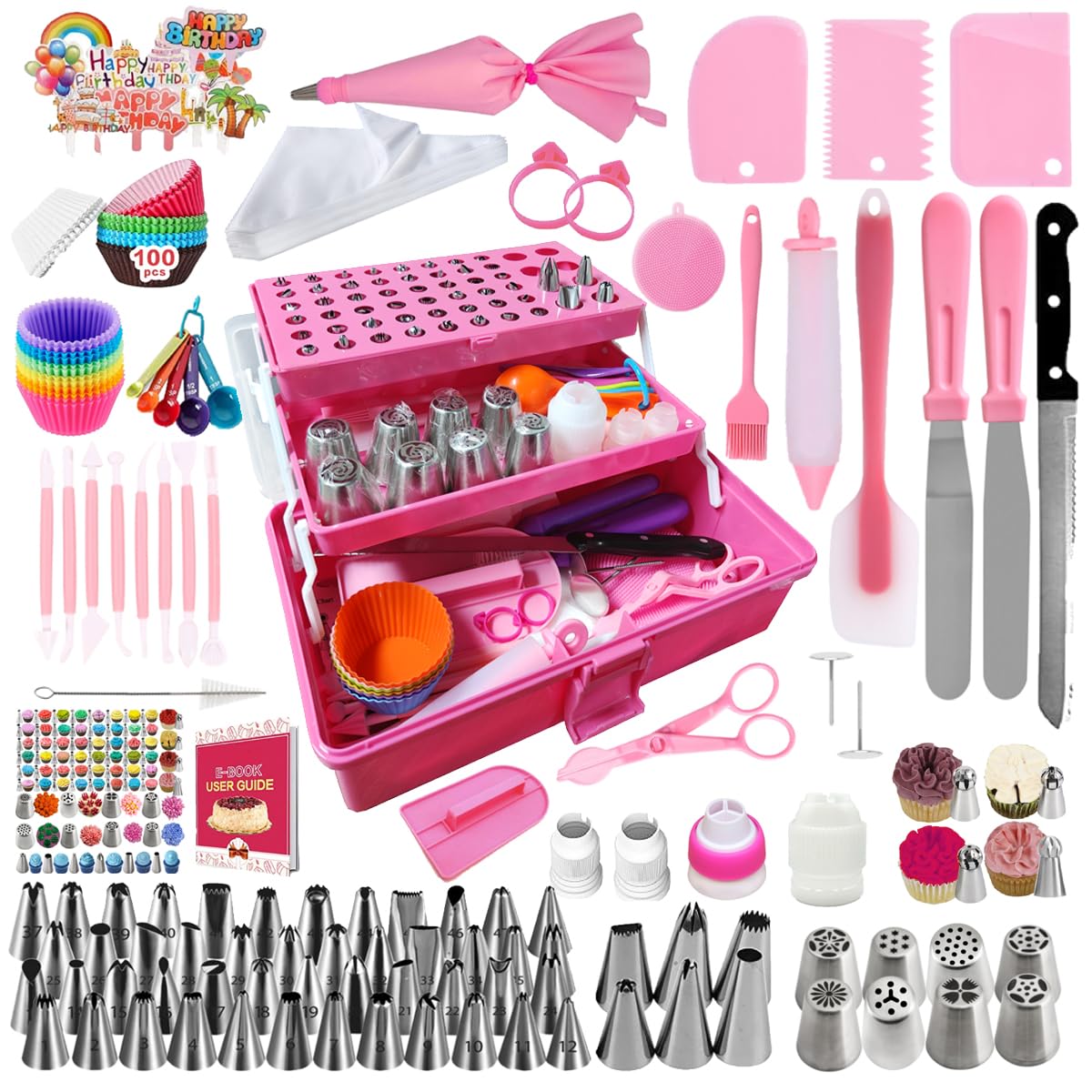 ARNISION 359PCs Cake Decorating Baking Supplies Kit, Baking Set with 66 Piping Tips, Icing Bags and Tips Set for Beginners,Baking Tools,Cupcake Decorating Kit