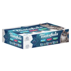 blue buffalo tastefuls natural flaked wet cat food variety pack, tuna, chicken and fish & shrimp entrées in gravy 5.5-oz cans (12 count - 4 of each)