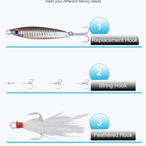 Beoccudo Saltwater Treble Hooks Large Size 4X Strong Triple Fishing Hooks for Big Game Trout Bluefish Salmon Kingfish